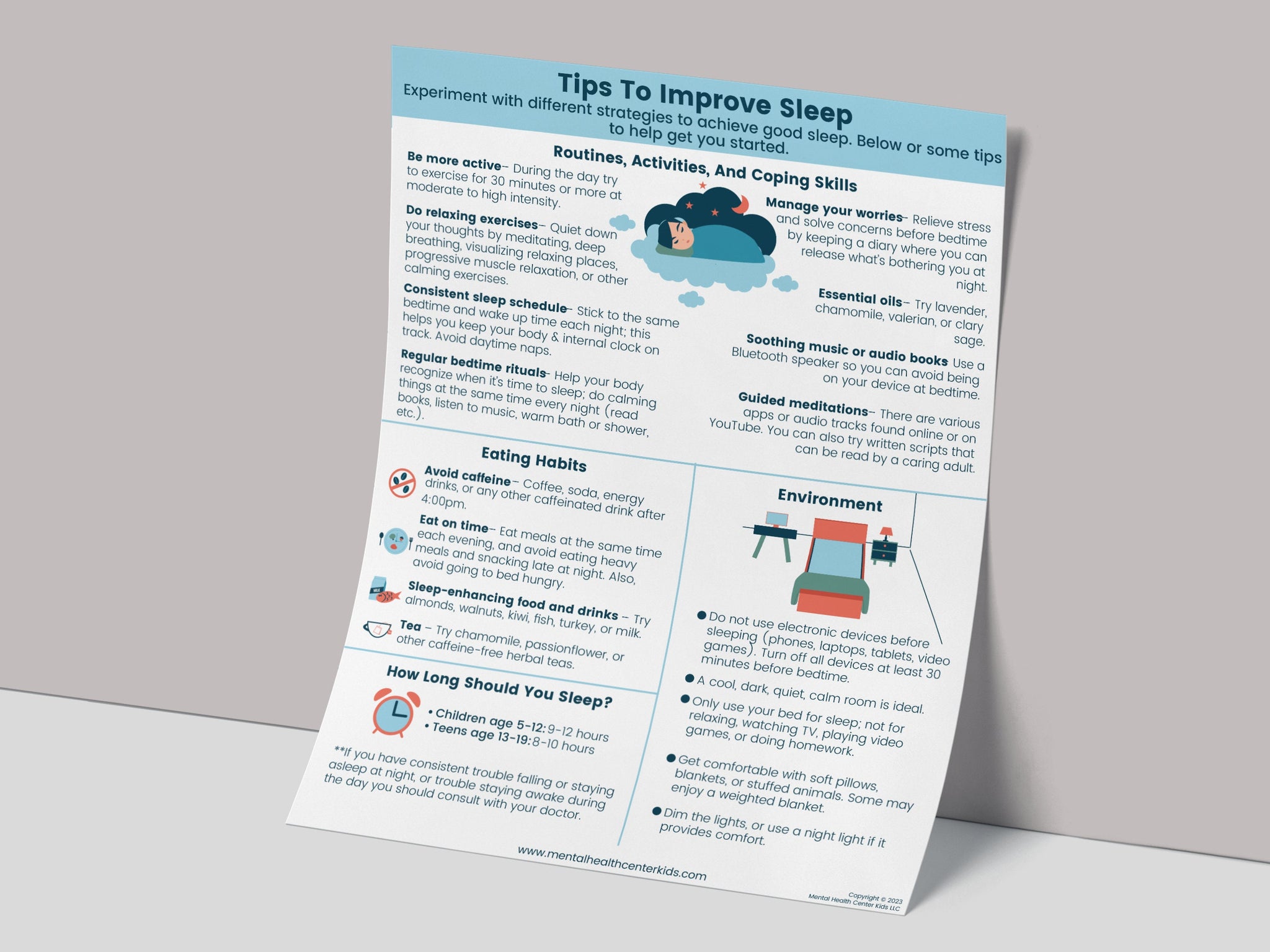 Tips to Improve Sleep – Mental Health Center Kids