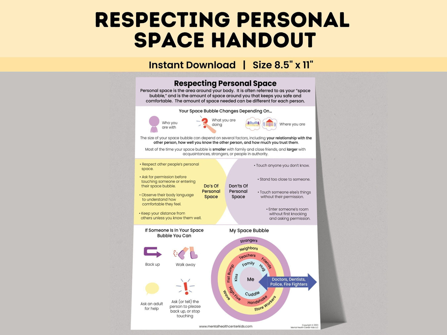 Respecting Personal Space – Mental Health Center Kids