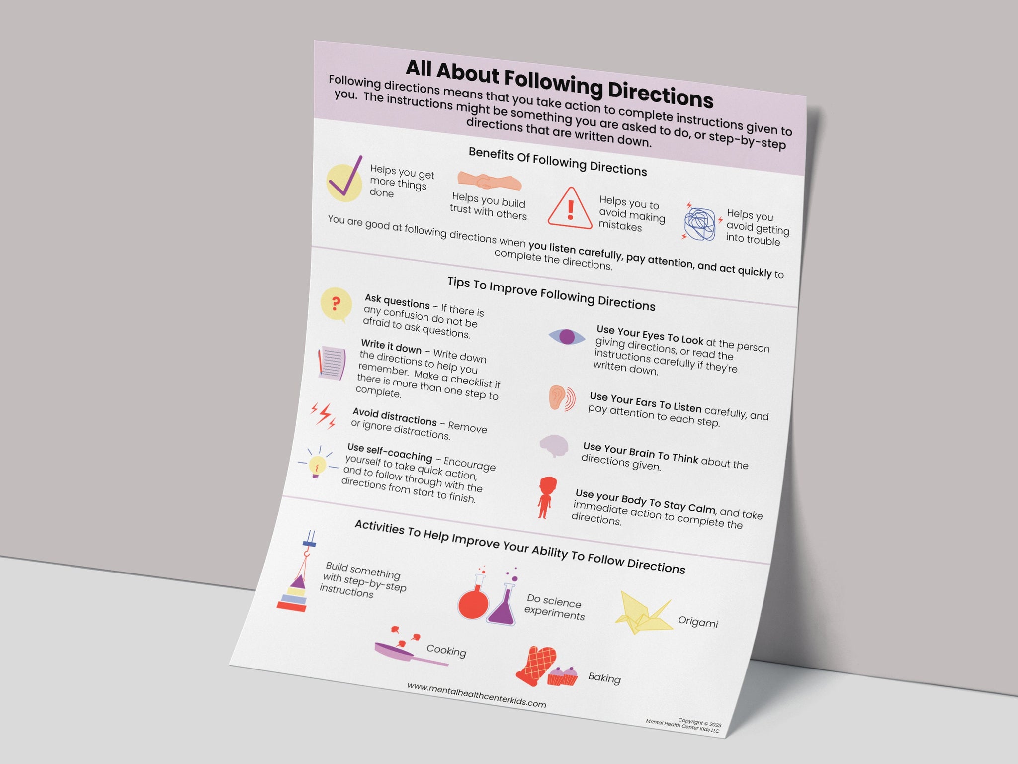 All About Following Directions – Mental Health Center Kids