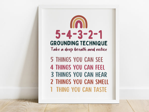 5 Senses Grounding Technique Poster – Mental Health Center Kids