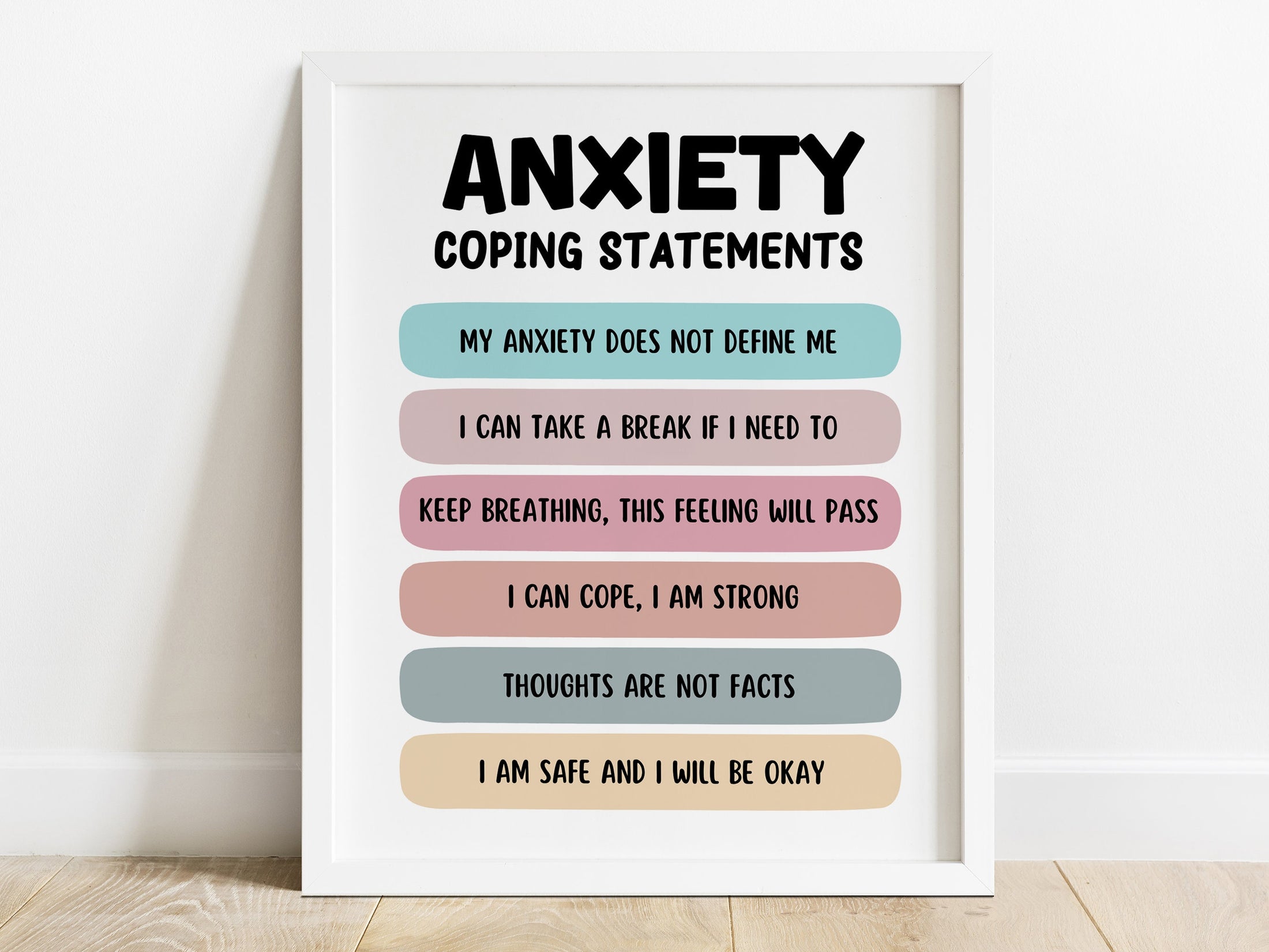 Anxiety Coping Statements Affirmation Poster – Mental Health Center Kids