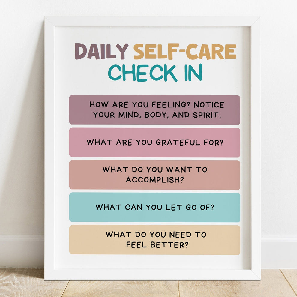 Daily Self-Care Check-In Poster – Mental Health Center Kids