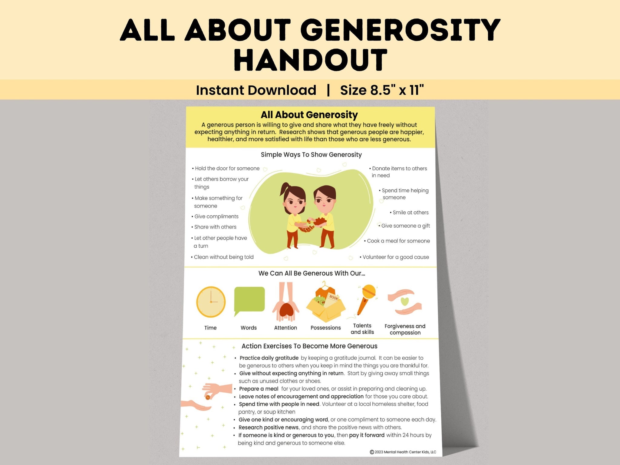 All About Generosity – Mental Health Center Kids