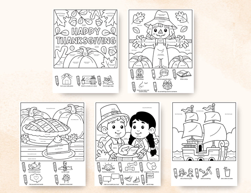 Thanksgiving Color By Coping Skills Coloring Pages – Mental Health ...